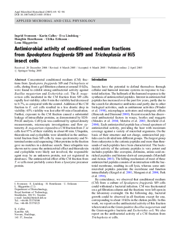 (PDF) Antimicrobial activity of conditioned medium fractions from ...
