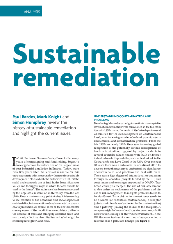 (PDF) Sustainability and Remediation