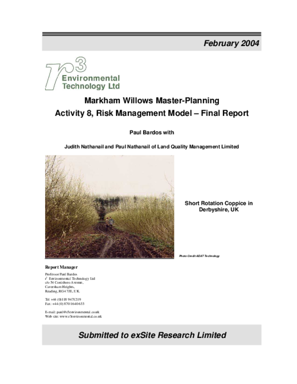 (PDF) Markham Willows Master-Planning Activity 8, Risk Management Model ...