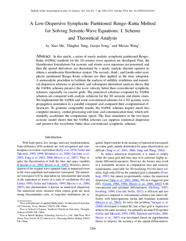(PDF) A Low-Dispersive Symplectic Partitioned Runge-Kutta Method for Solving Seismic-Wave ...