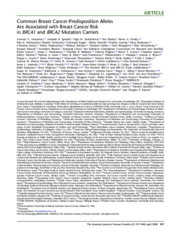 (PDF) Common Breast Cancer-Predisposition Alleles Are Associated with Breast Cancer Risk in ...