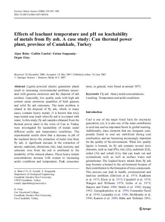 (PDF) Effects of leachant temperature and pH on leachability of metals ...