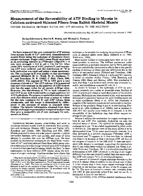 (PDF) Measurement of the reversibility of ATP binding to myosin in ...