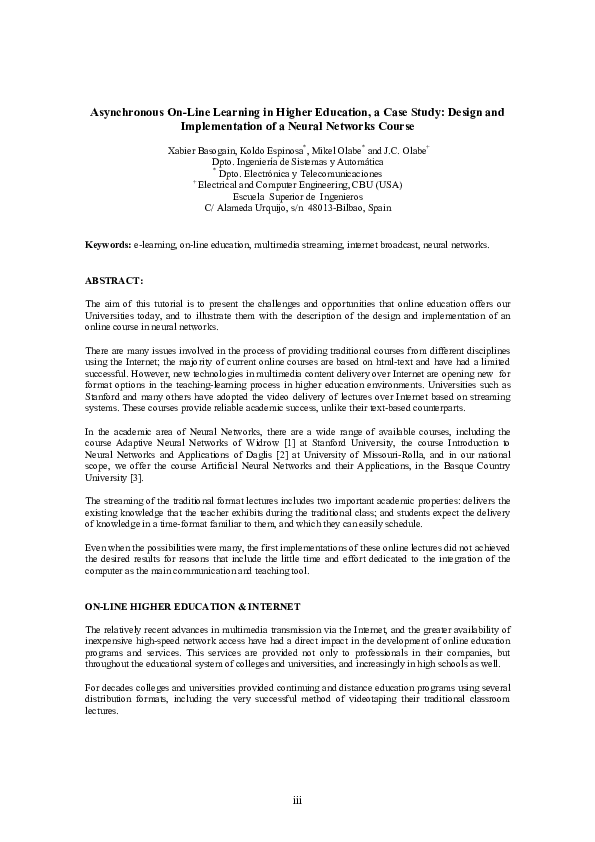 (PDF) Asynchronous On-Line Learning in Higher Education, a Case Study: Design and Implementation ...