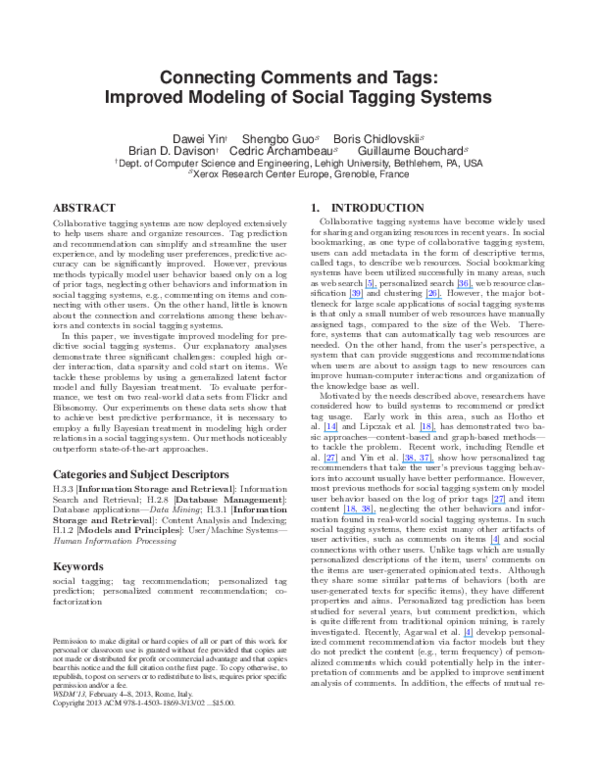 (PDF) Connecting comments and tags