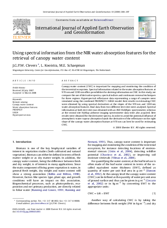 (PDF) Using spectral information from the NIR water absorption features ...
