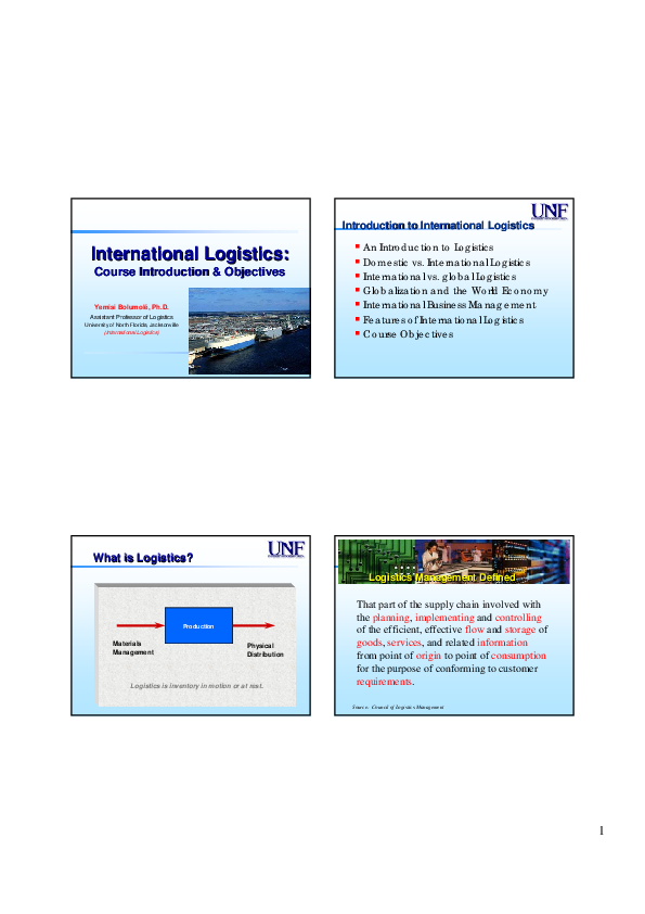 (PDF) International Logistics: International Logistics: Course ...