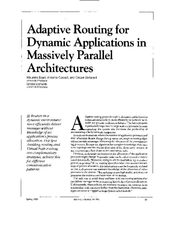 Pdf Adaptive Routing For Dynamic Applications In Massively Parallel
