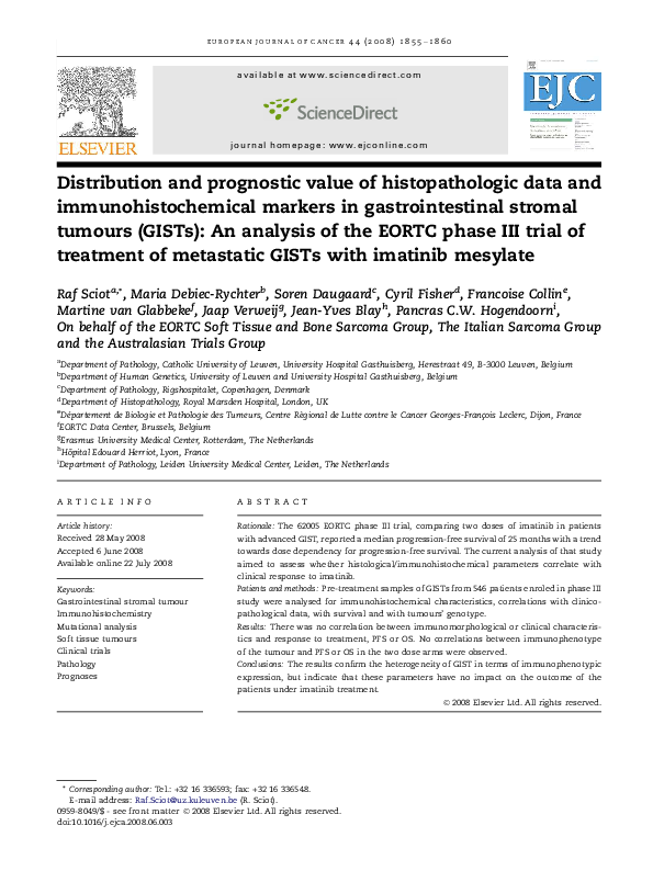 (PDF) Distribution and prognostic value of histopathologic data and immunohistochemical markers ...