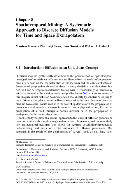 (PDF) Spatiotemporal Mining: A Systematic Approach to Discrete Diffusion Models for Time and ...