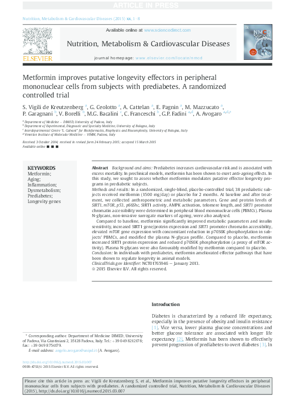 (PDF) Metformin improves putative longevity effectors in peripheral ...