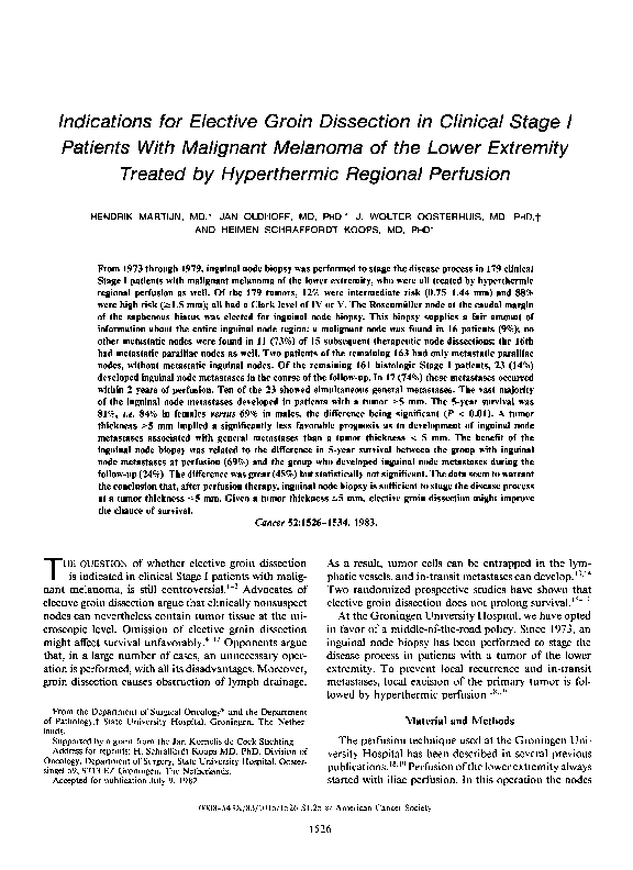 (PDF) Indications for elective groin dissection in clinical stage I ...