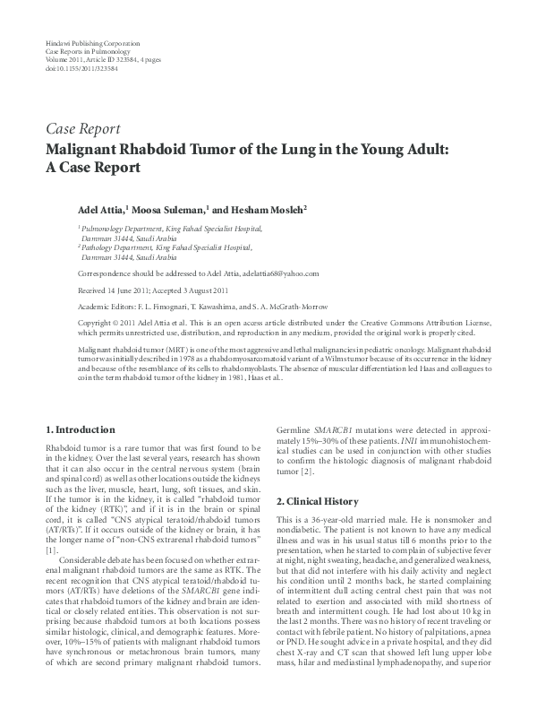 Malignant Rhabdoid Tumor of the Lung in the Young Adult: A Case Report