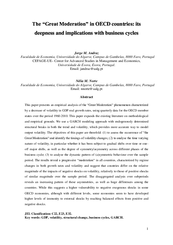 (PDF) The "Great Moderation" in OECD countries: its deepness and ...