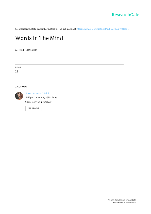 (PDF) Words In The Mind