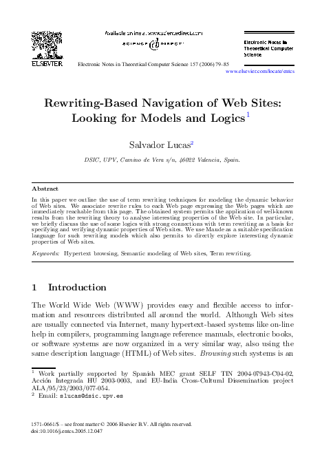 Pdf Rewriting Based Navigation Of Web Sites Looking For Models And