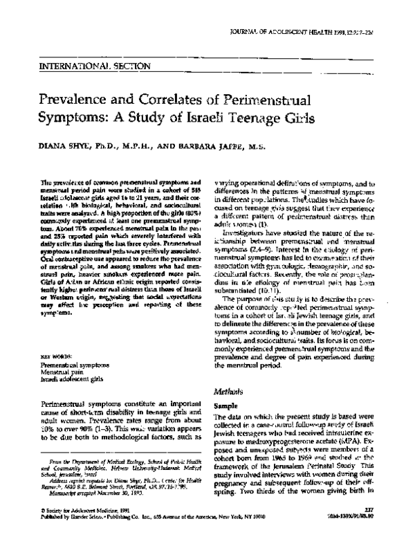 (PDF) Prevalence and correlates of perimenstrual symptoms: A study of ...