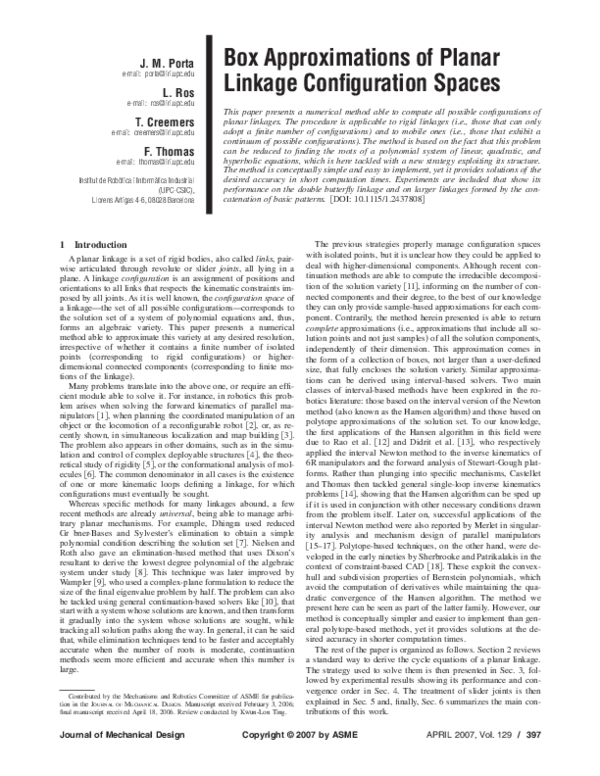 (PDF) Box Approximations of Planar Linkage Configuration Spaces