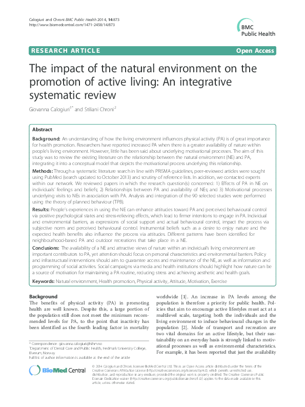 (PDF) The impact of the natural environment on the promotion of active ...