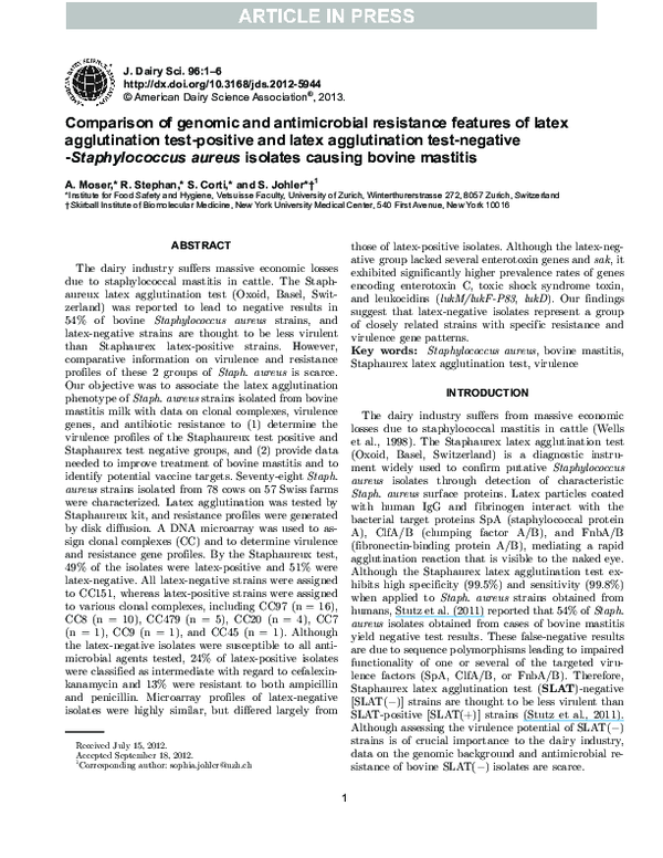 (PDF) Comparison of genomic and antimicrobial resistance features of ...