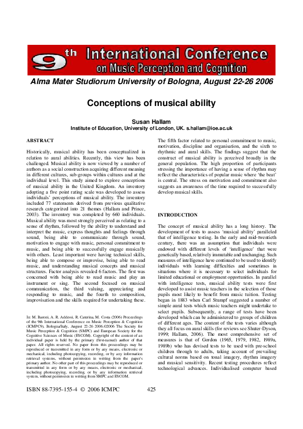 (PDF) Conceptions of Musical Ability