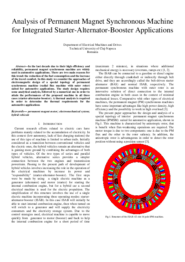 (PDF) Analysis of permanent magnet synchronous machine for integrated ...