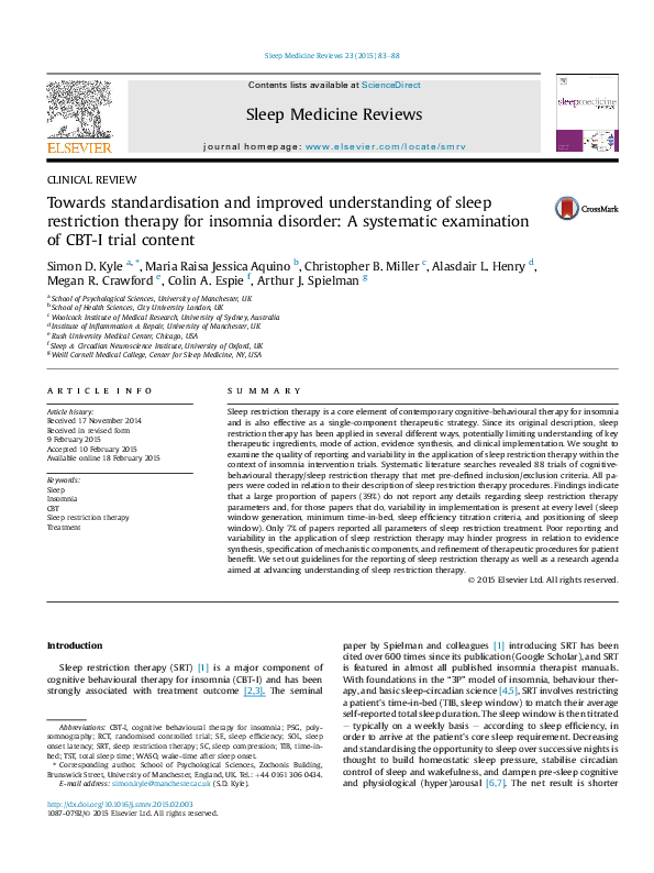 (PDF) Towards standardisation and improved understanding of sleep ...