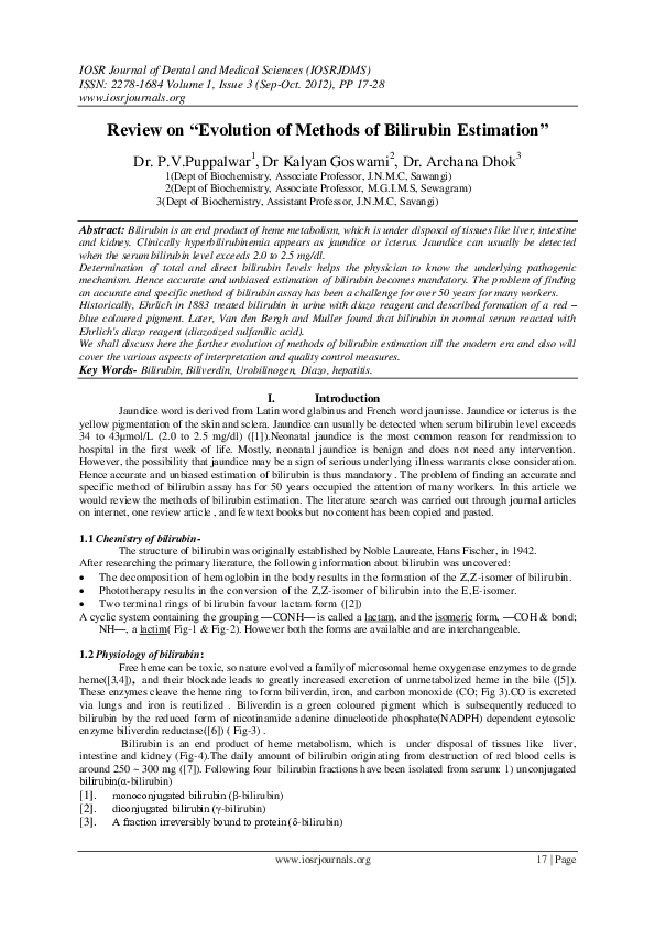(PDF) Review on "Evolution of Methods of Bilirubin Estimation