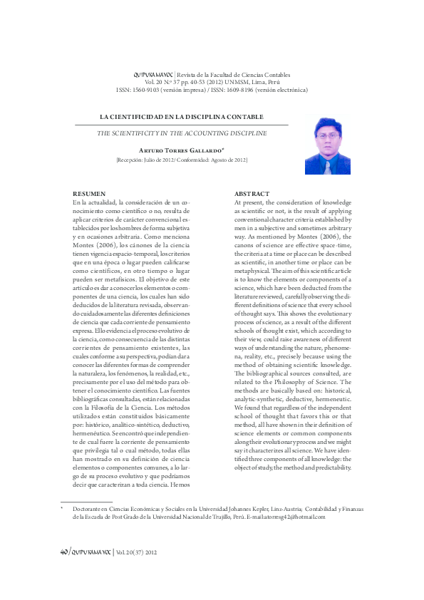 (PDF) La CienTIFICIDAD EN LA DISCIPLINA CONTABLE
