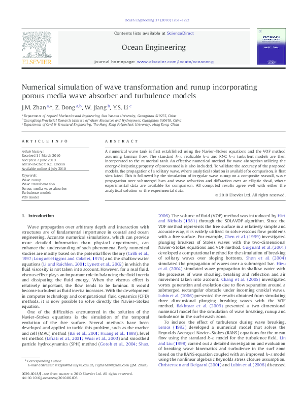 (PDF) Numerical simulation of wave transformation and runup incorporating porous media wave ...