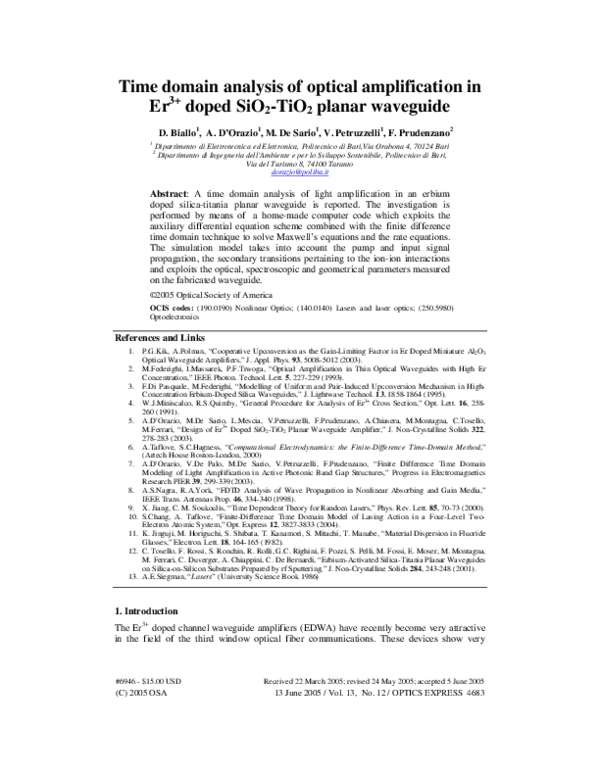 (PDF) Time domain analysis of optical amplification in Er3+ doped SiO2 ...