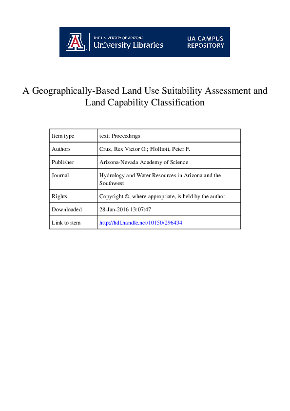 (PDF) A Geographically-Based Land Use Suitability Assessment and Land ...