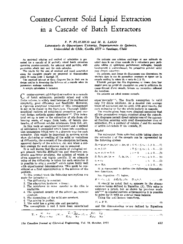 (PDF) Counter-current solid liquid extraction in a cascade of batch ...
