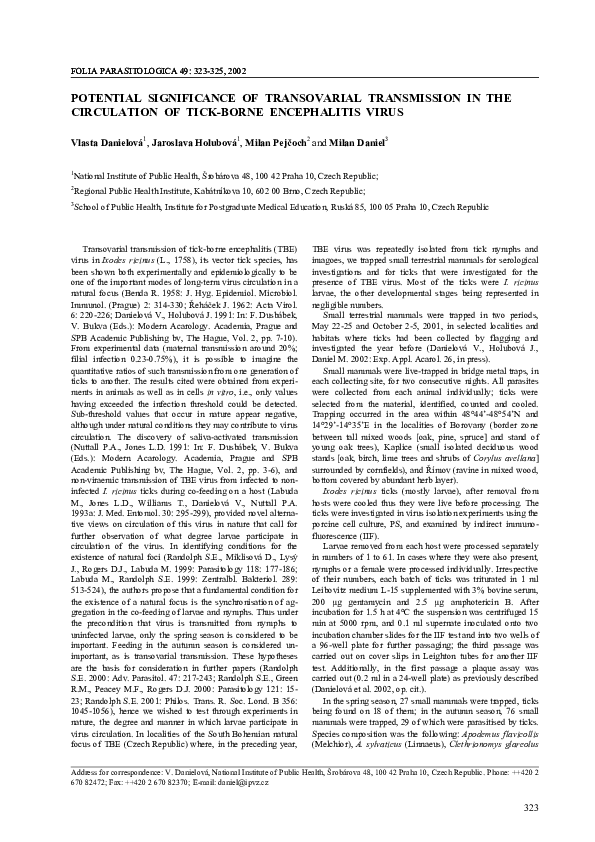 (PDF) Potential significance of transovarial transmission in the ...