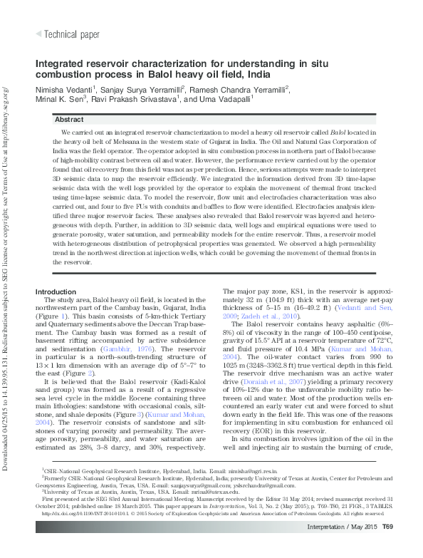 (PDF) Integrated reservoir characterization for understanding in situ ...