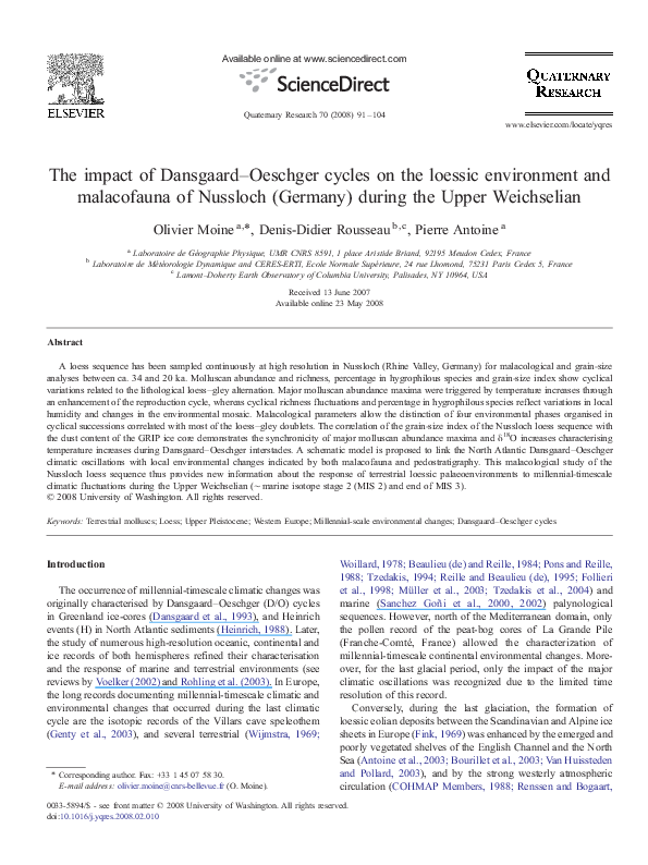 (PDF) The impact of Dansgaard–Oeschger cycles on the loessic ...
