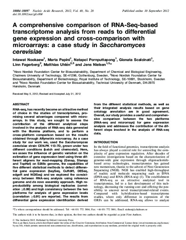 (PDF) A comprehensive comparison of RNA-Seq-based transcriptome analysis from reads to ...