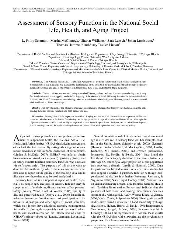 (PDF) Assessment of Sensory Function in the National Social Life ...
