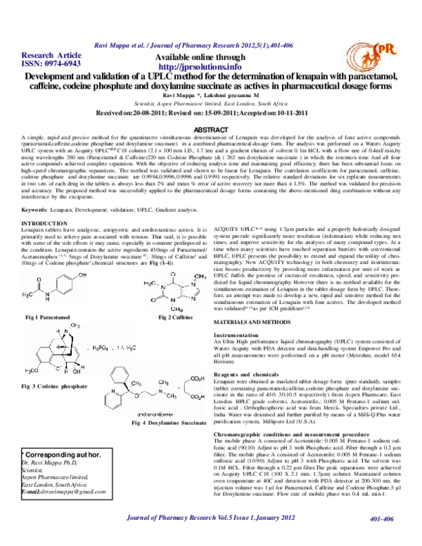 Pdf Development And Validation Of A Uplc Method For The Determination