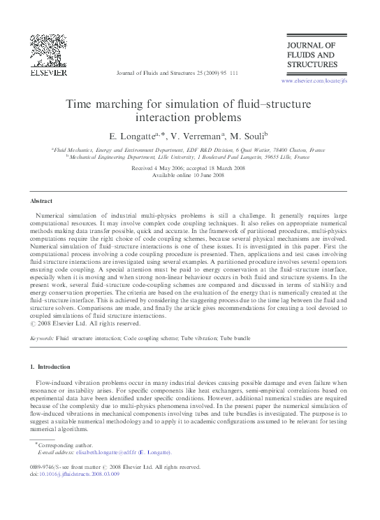 (PDF) Time marching for simulation of fluid–structure interaction problems