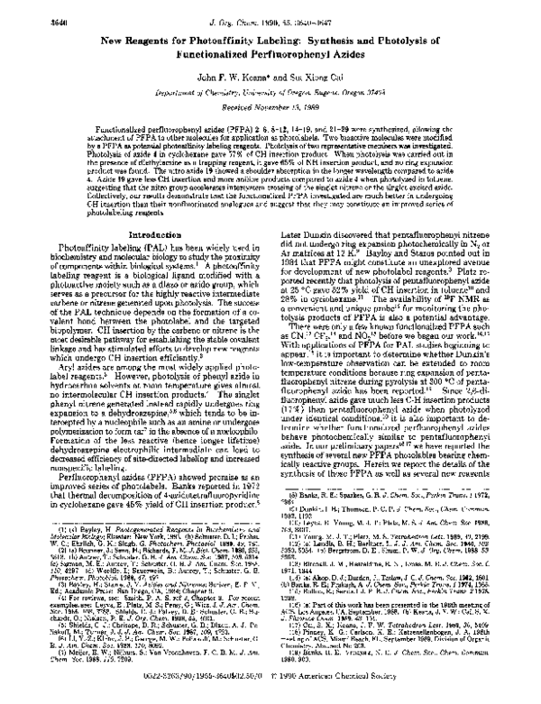 (PDF) New reagents for photoaffinity labeling: synthesis and photolysis ...