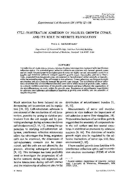 (PDF) Cell-substratum adhesion of neurite growth cones, and its role in ...