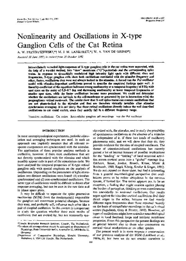 (PDF) Nonlinearity and oscillations in X-type ganglion cells of the cat ...