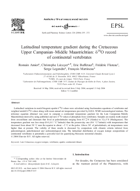 (PDF) Latitudinal temperature gradient during the Cretaceous Upper ...