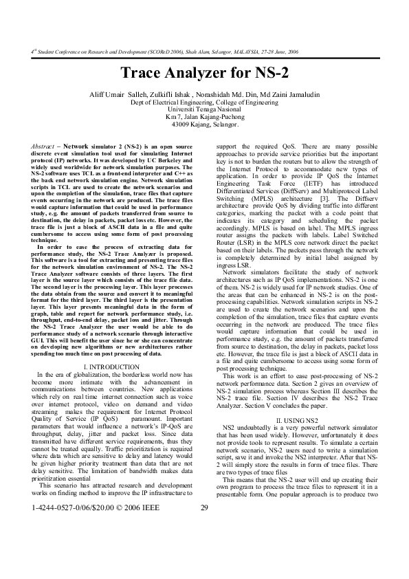 (PDF) Trace Analyzer for NS-2
