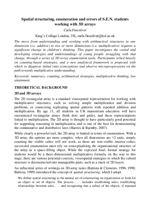 (PDF) Spatial structuring, enumeration and errors of S.E.N. students ...