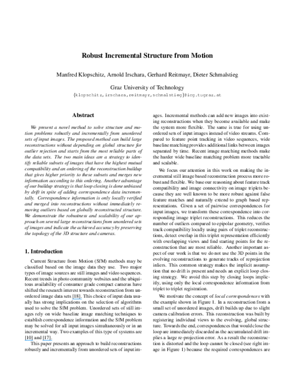 Pdf Robust Incremental Structure From Motion Dieter Schmalstieg