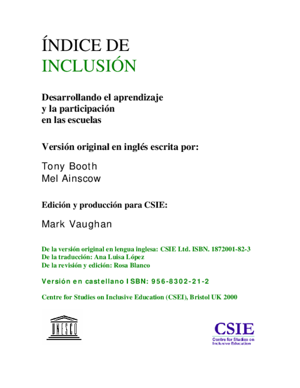 Indice de inclusion (INDEX)