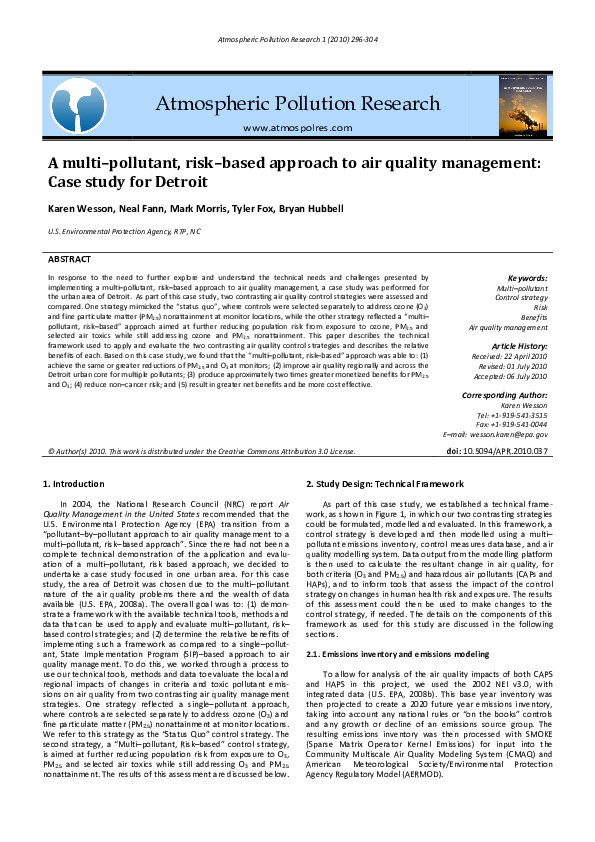 (PDF) A multi-pollutant, risk-based approach to air quality management ...