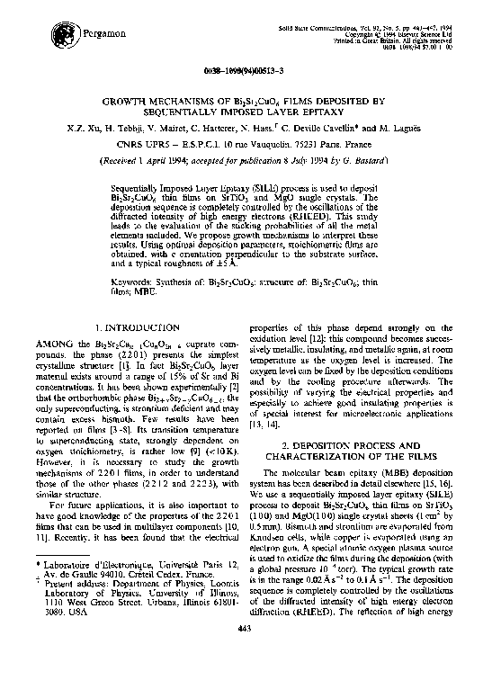 (PDF) Growth mechanisms of Bi2Sr2CuO6 films deposited by sequentially ...